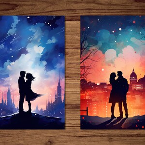 Romantic Postcards, 6 Printable Postcard Digital Download, Love Сards ...