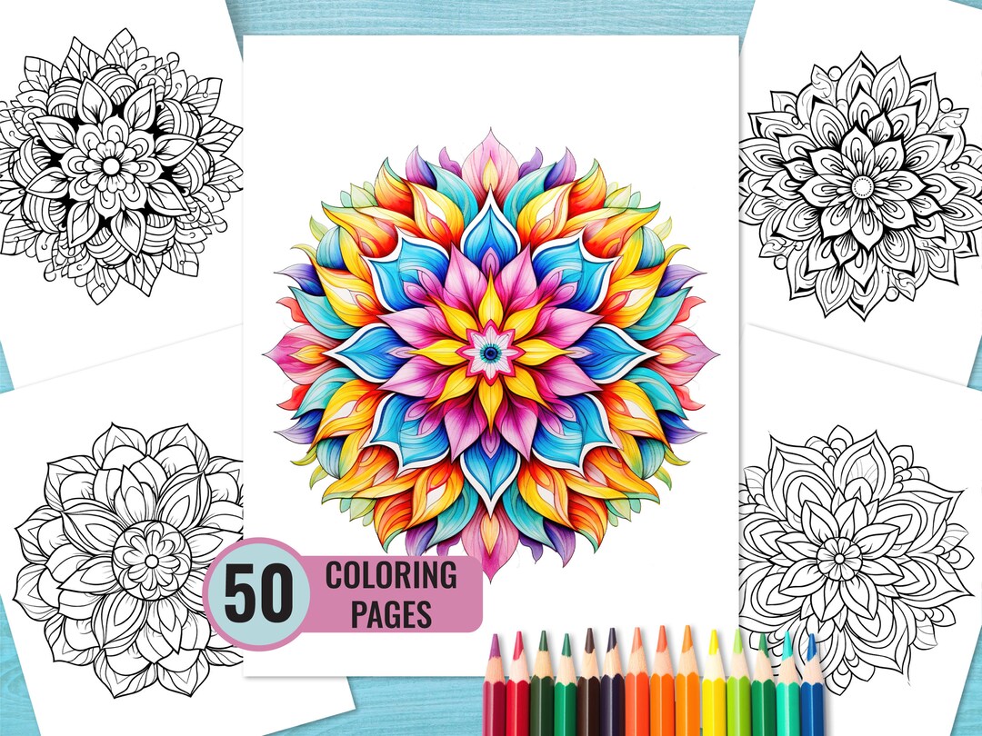 Mandala Coloring Book, 50 Printable Pages for Adults and Kids ...