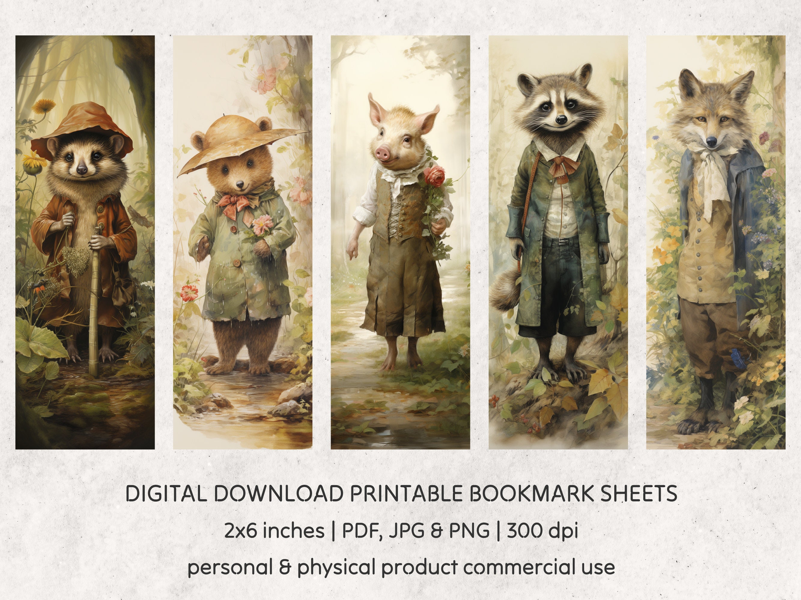 Woodland Animals Bookmarks 15 Printable Fantasy Bookmarks - Etsy