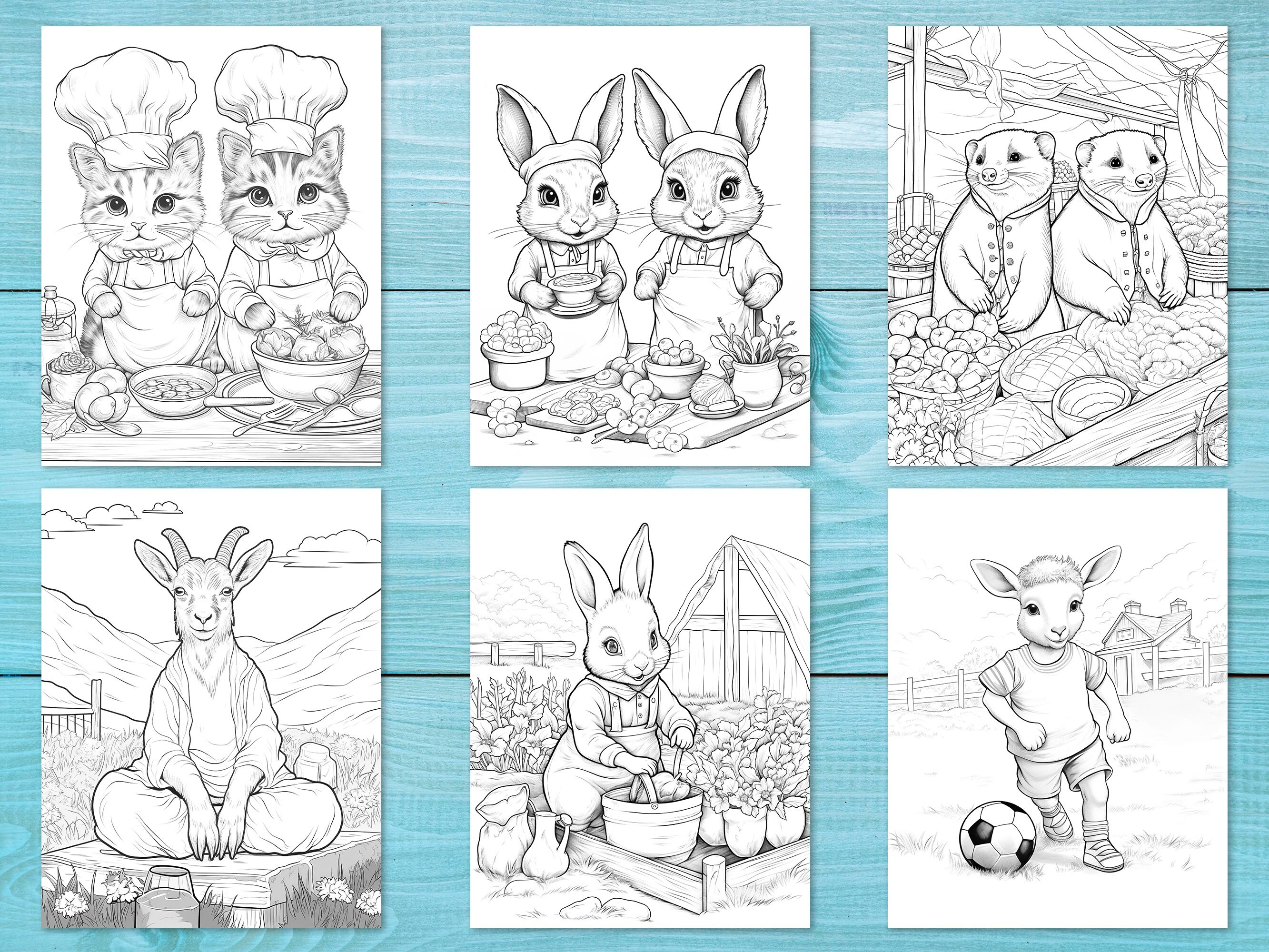 Farm Animals Coloring Book 31 Printable Pages for Adults and - Etsy