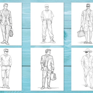 Fashionable Men's Outfits Coloring Book, 35 Printable Fashion Men Pages ...