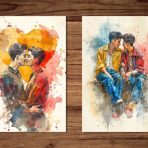 Gay Couples Postcards, 6 Printable LGBT Postcard Digital Download ...
