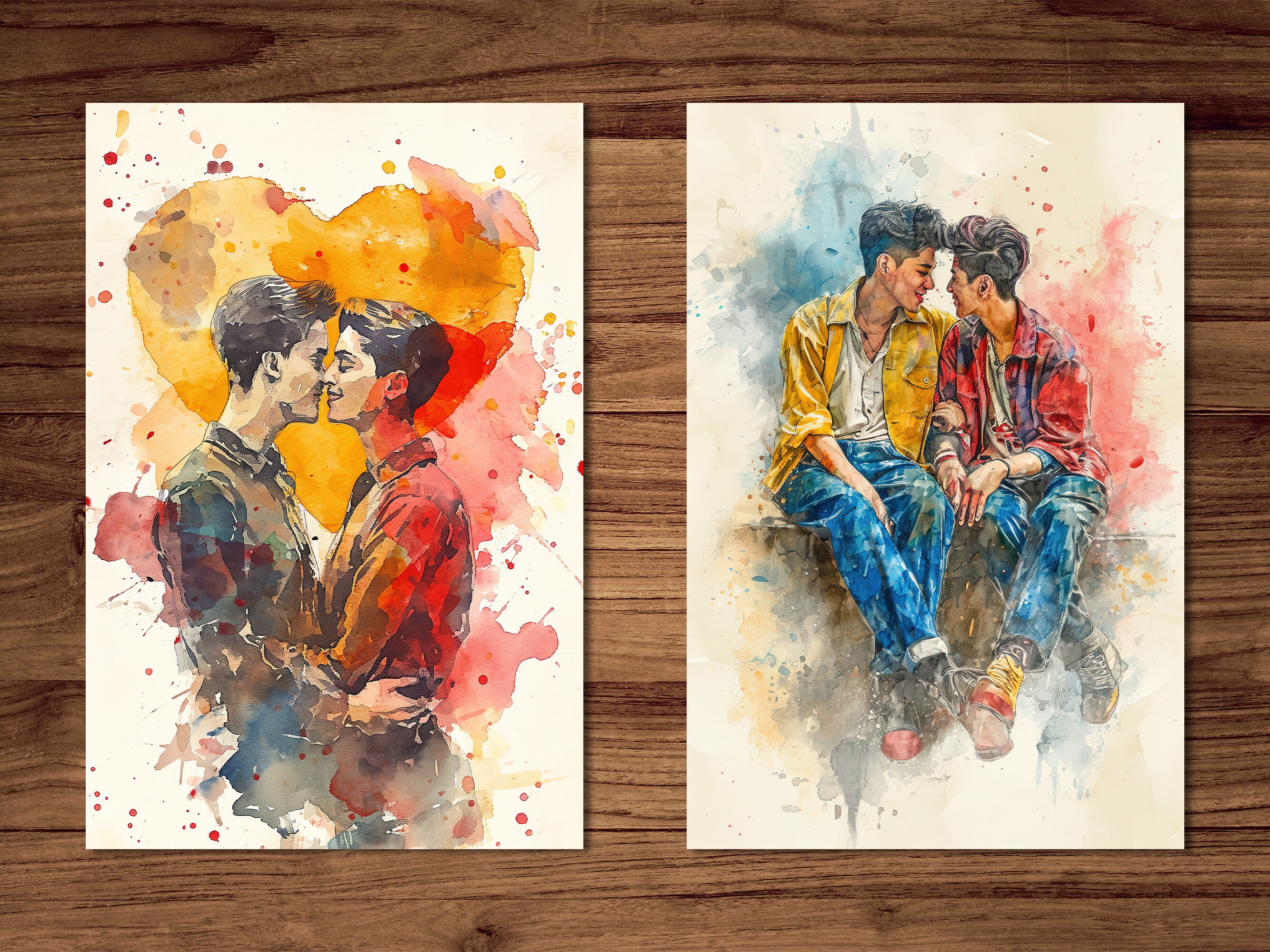 Gay Couples Postcards, 6 Printable LGBT Postcard Digital Download ...