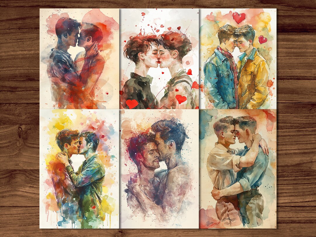 Gay Couples Postcards, 6 Printable LGBT Postcard Digital Download ...
