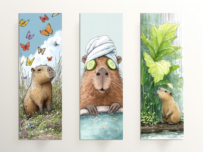 15 Capybara Bookmarks | Digital Download | Relaxing Capybara Printable ...