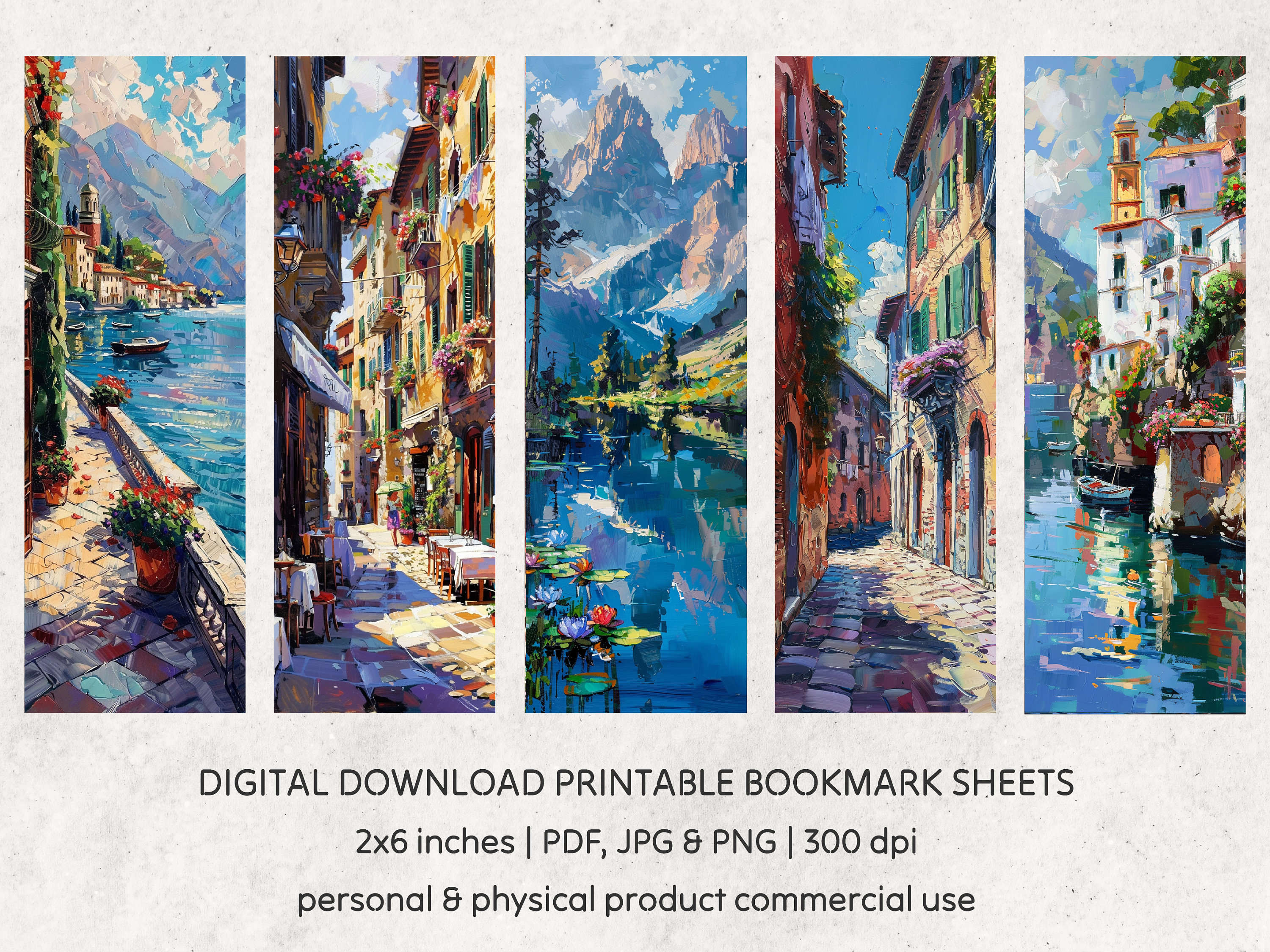 Italian Landscapes Bookmarks 15 Printable Summer Bookmarks Digital ...
