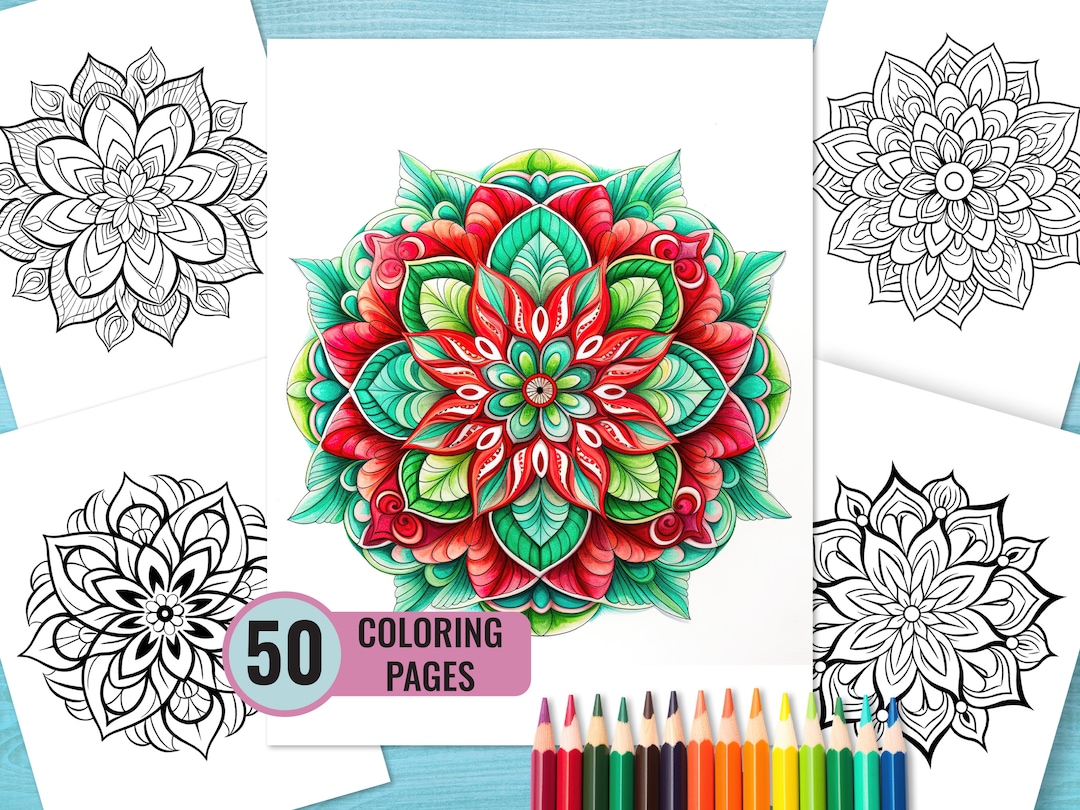 Mandala Coloring Book, 50 Printable Pages for Adults and Kids ...