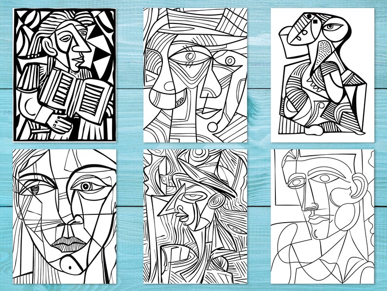 Cubism Art Coloring Book, 32 Printable Painting Coloring Pages for ...