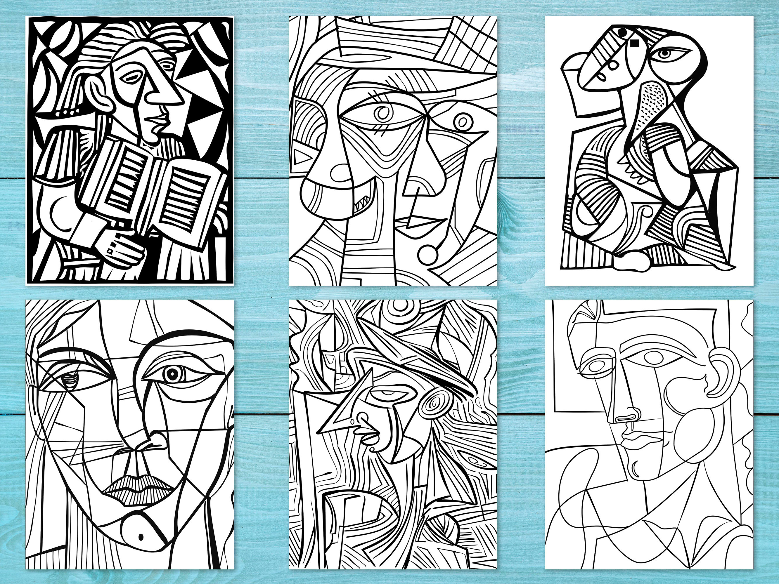 Cubism Art Coloring Book, 32 Printable Painting Coloring Pages for ...