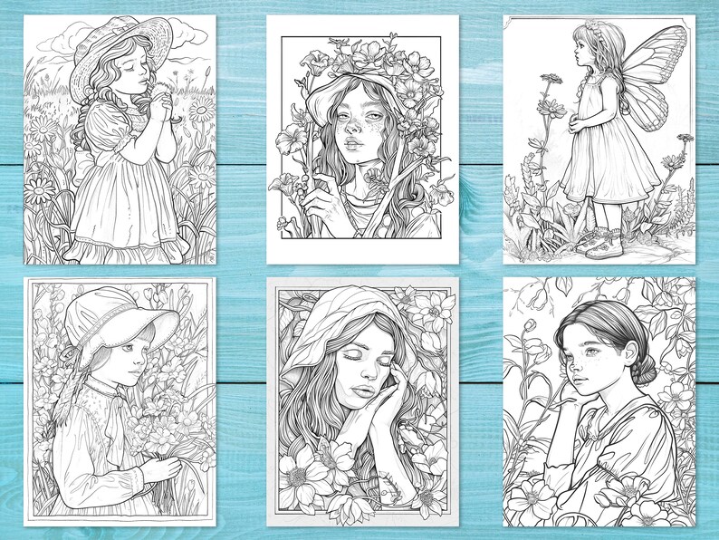 Fairy Girls Coloring Book, 35 Printable Magic Pages for Kids and Adults ...