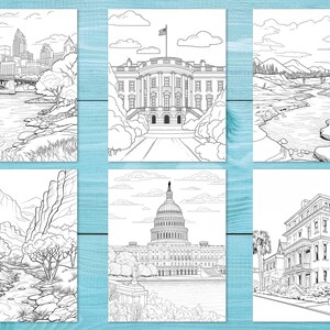 USA Landscape Coloring Pages, 40 Printable USA Landmarks Coloring Book ...