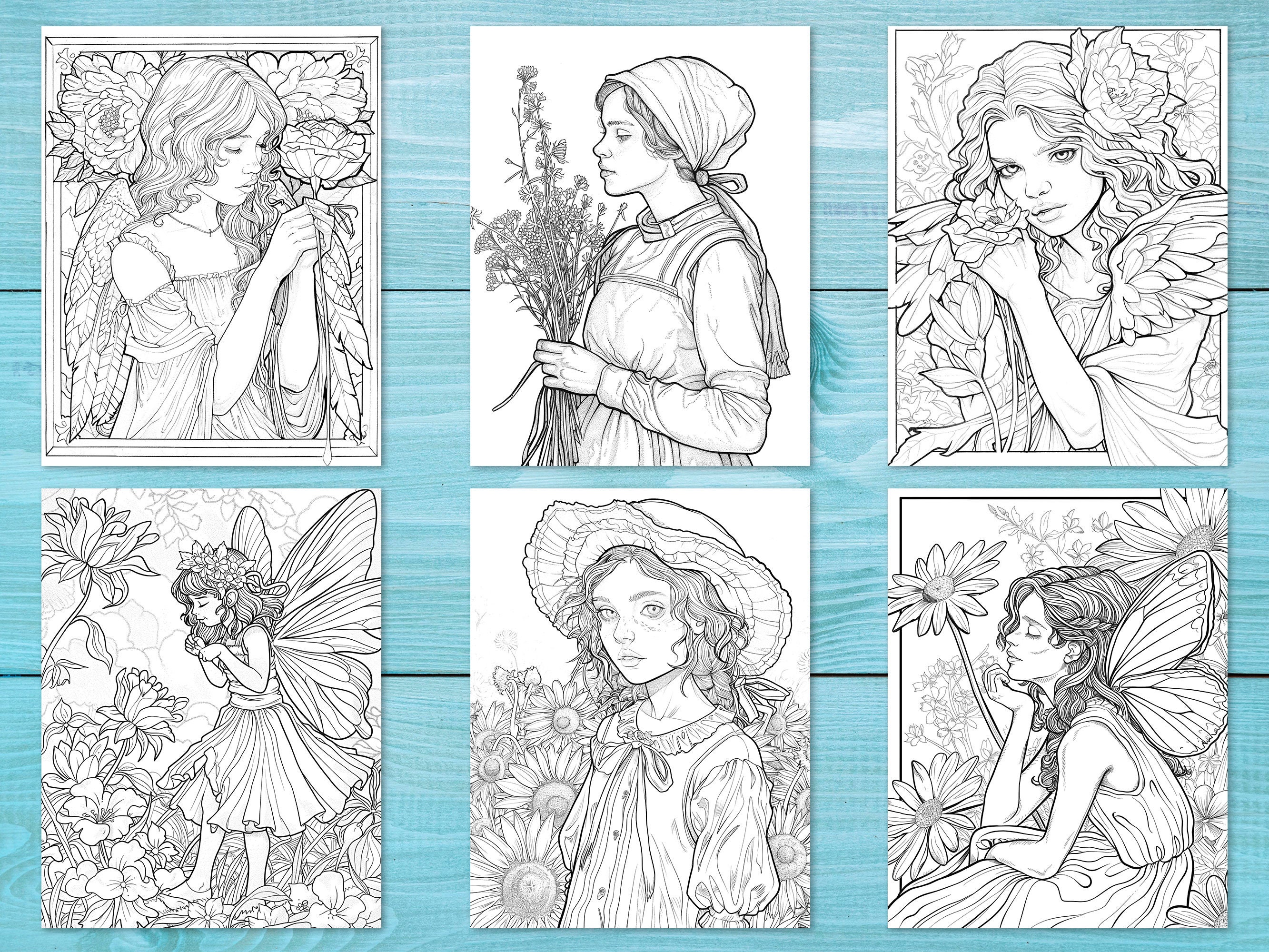 Fairy Girls Coloring Book, 35 Printable Magic Pages for Kids and Adults ...