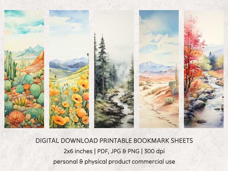American Landscapes Bookmarks 20 Printable Bookmarks Digital Download ...