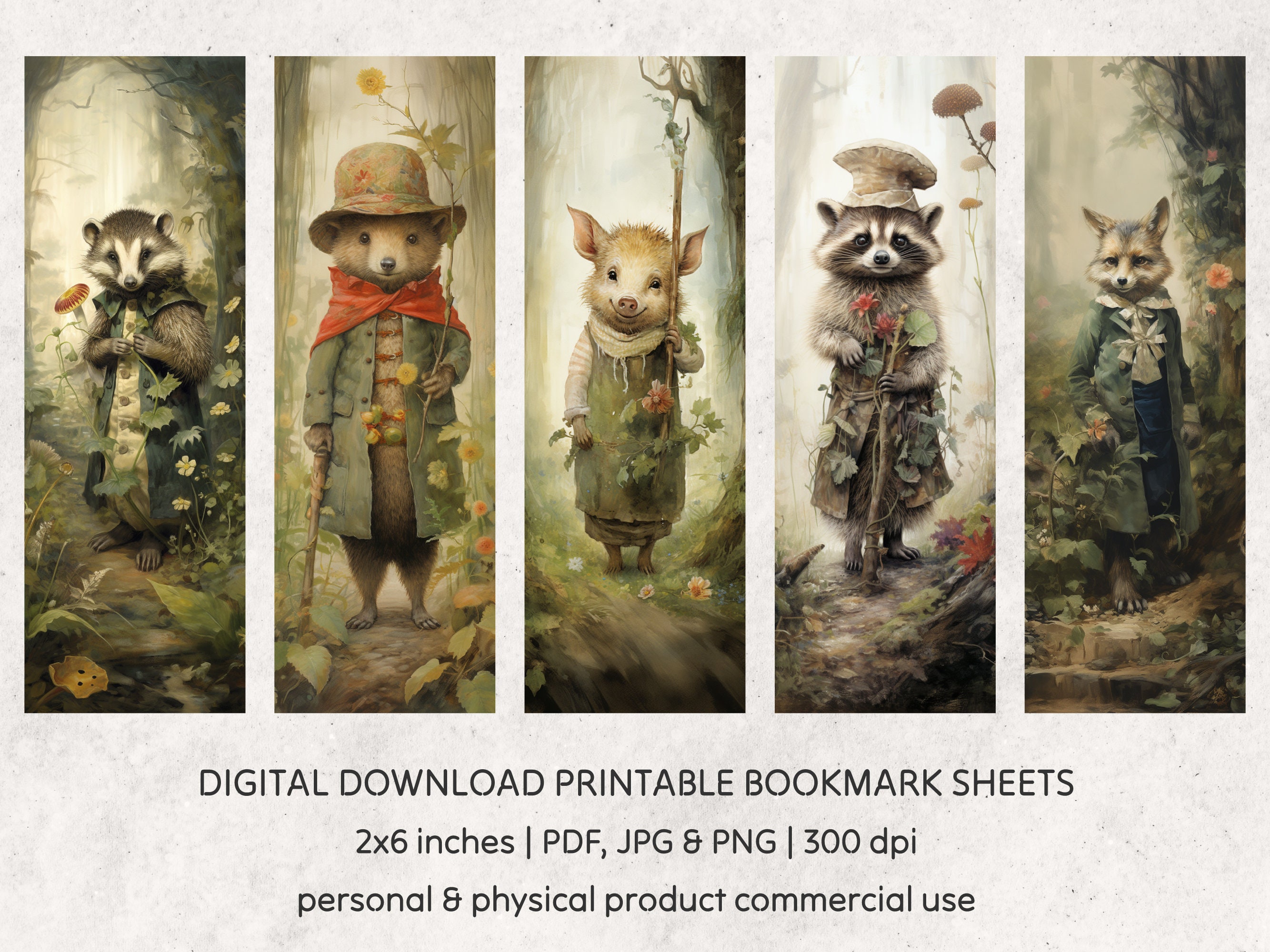 Woodland Animals Bookmarks 15 Printable Fantasy Bookmarks - Etsy