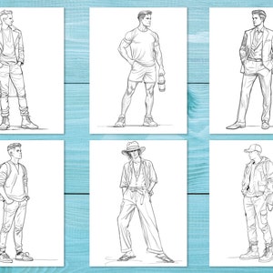 Fashionable Men's Outfits Coloring Book, 35 Printable Fashion Men Pages ...