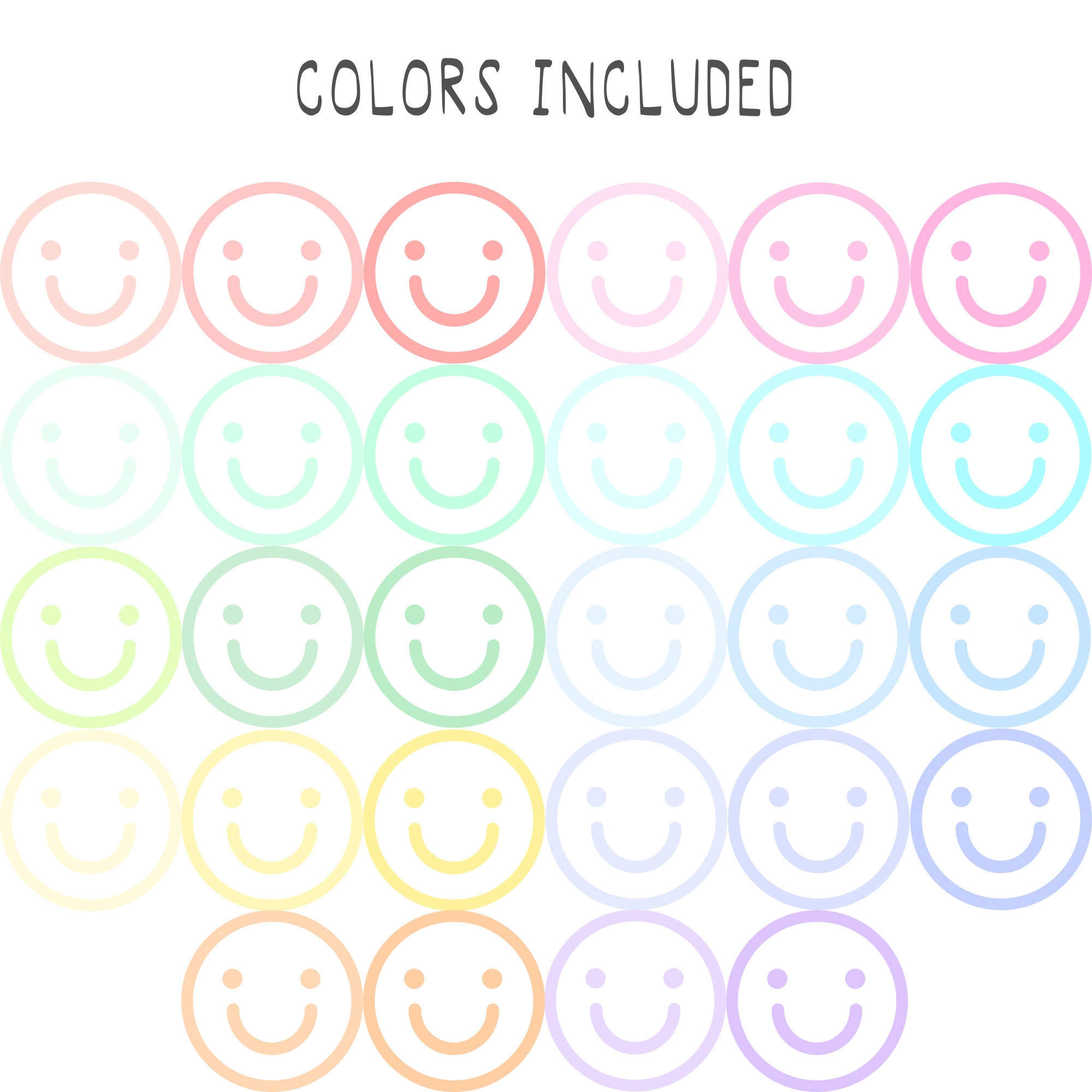 Pastel Smiley Face Bundle | SVG, PNG, PSD | Digital Download - Etsy