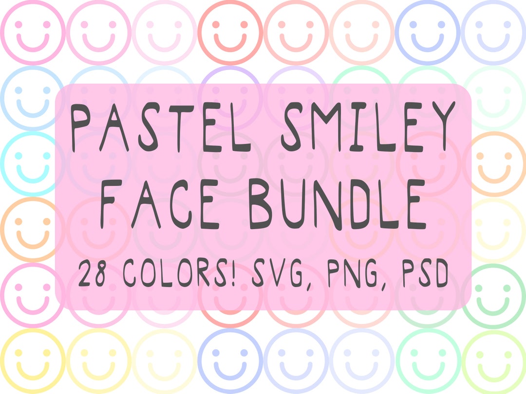 Pastel Smiley Face Bundle | SVG, PNG, PSD | Digital Download - Etsy