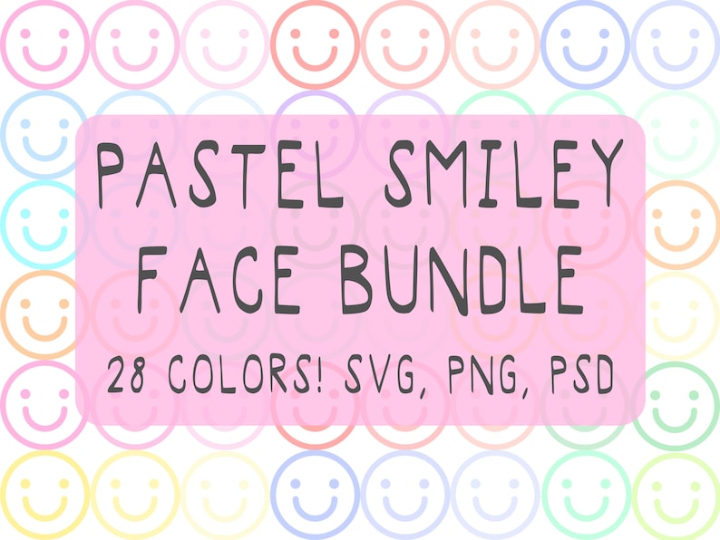 Pastel Smiley Face Bundle | SVG, PNG, PSD | Digital Download - Etsy