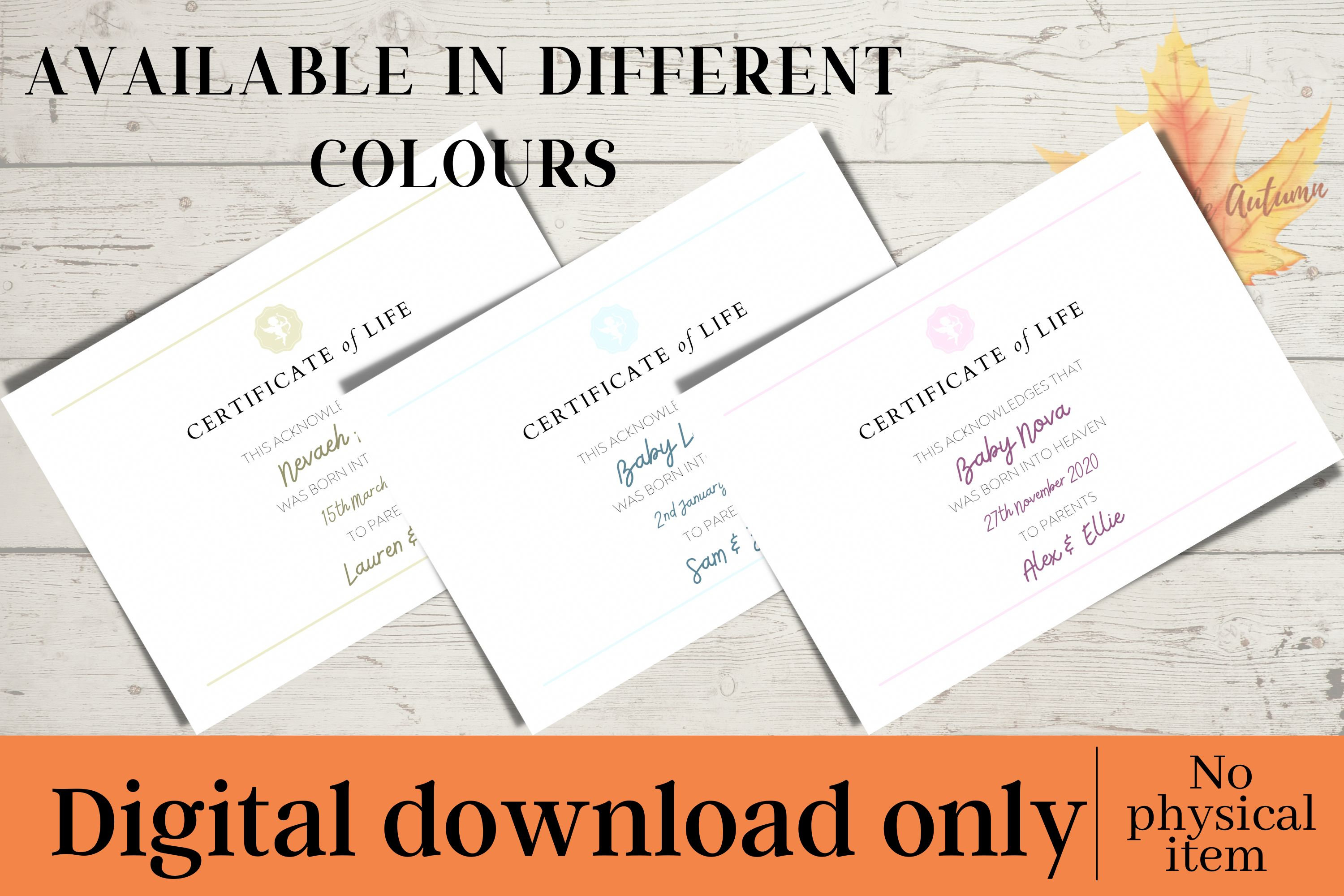 Personalised Certificate of Life, Stillbirth Certificate, Miscarriage ...