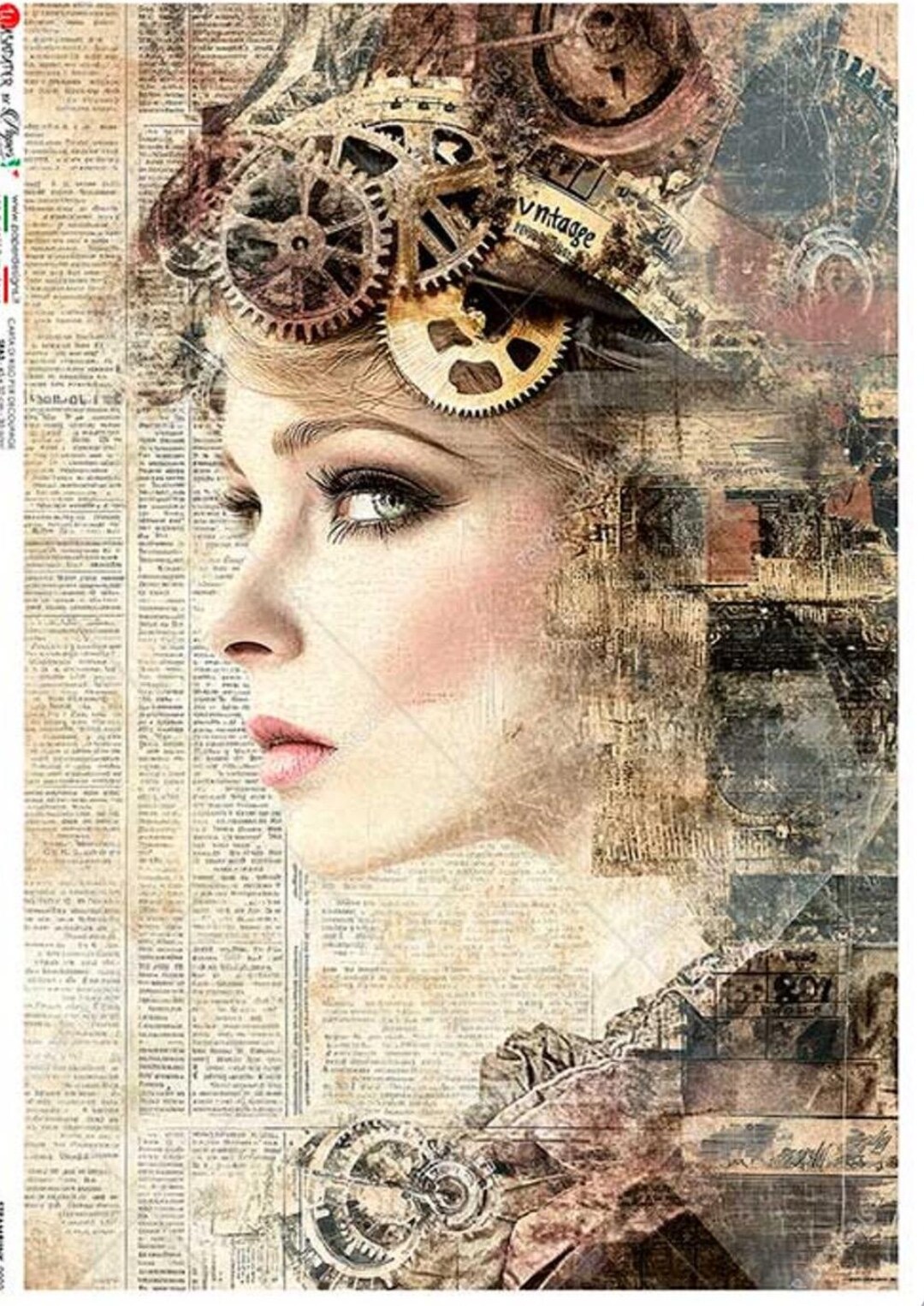 Decoupage Queen Rice Paper-paper Designs- 0002- Steampunk Lady on ...