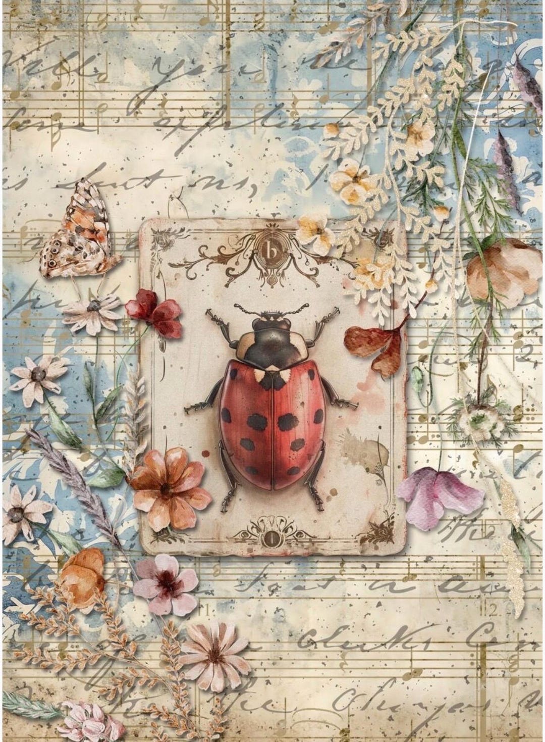 New 2026 - Decoupage Rice Paper- Ivetas Lady Bird Ladybug - Decoupage ...