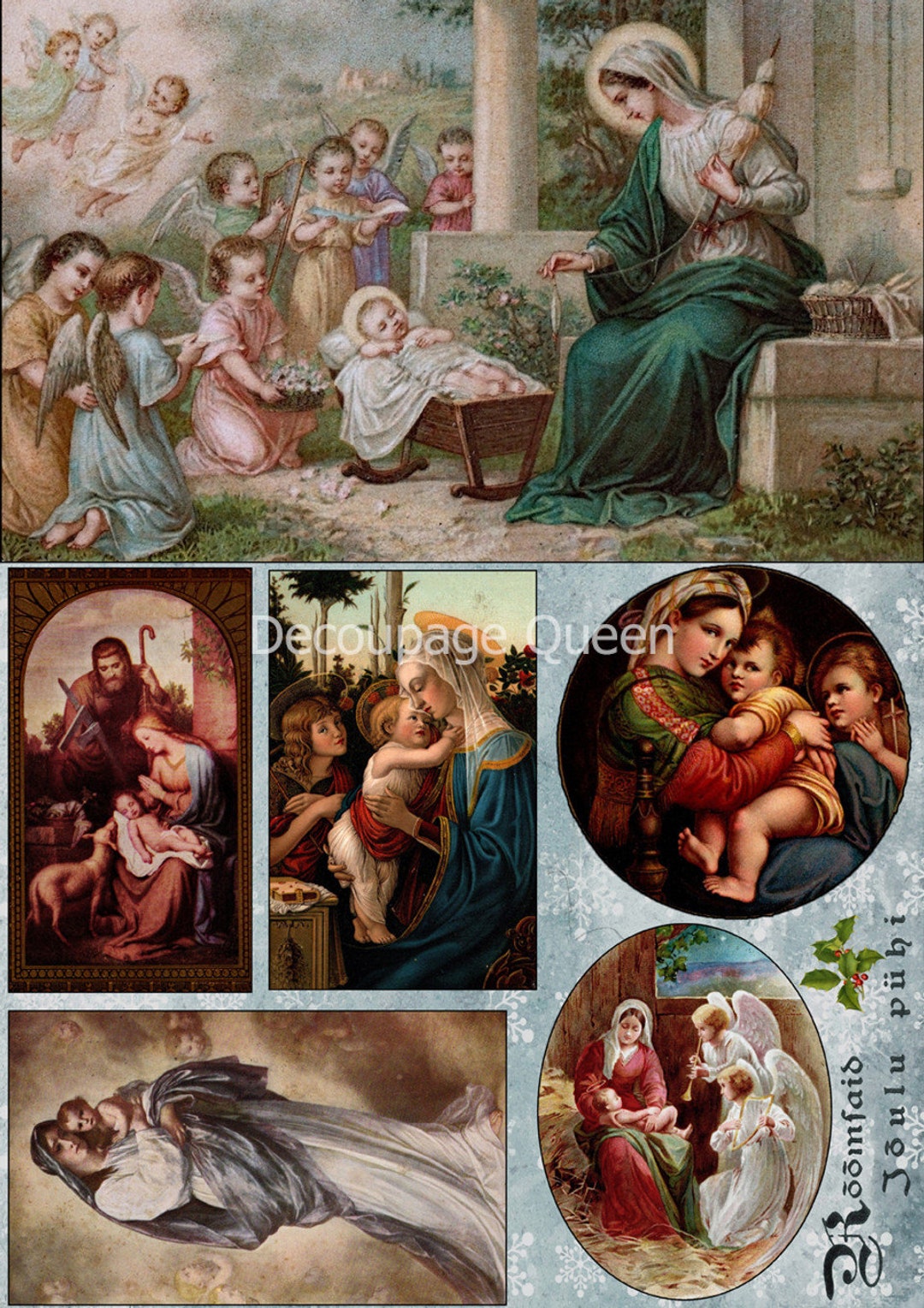 Decoupage Rice Paper-madonna and Child Scenes∙ Decoupage Paper 374 -A3 ...