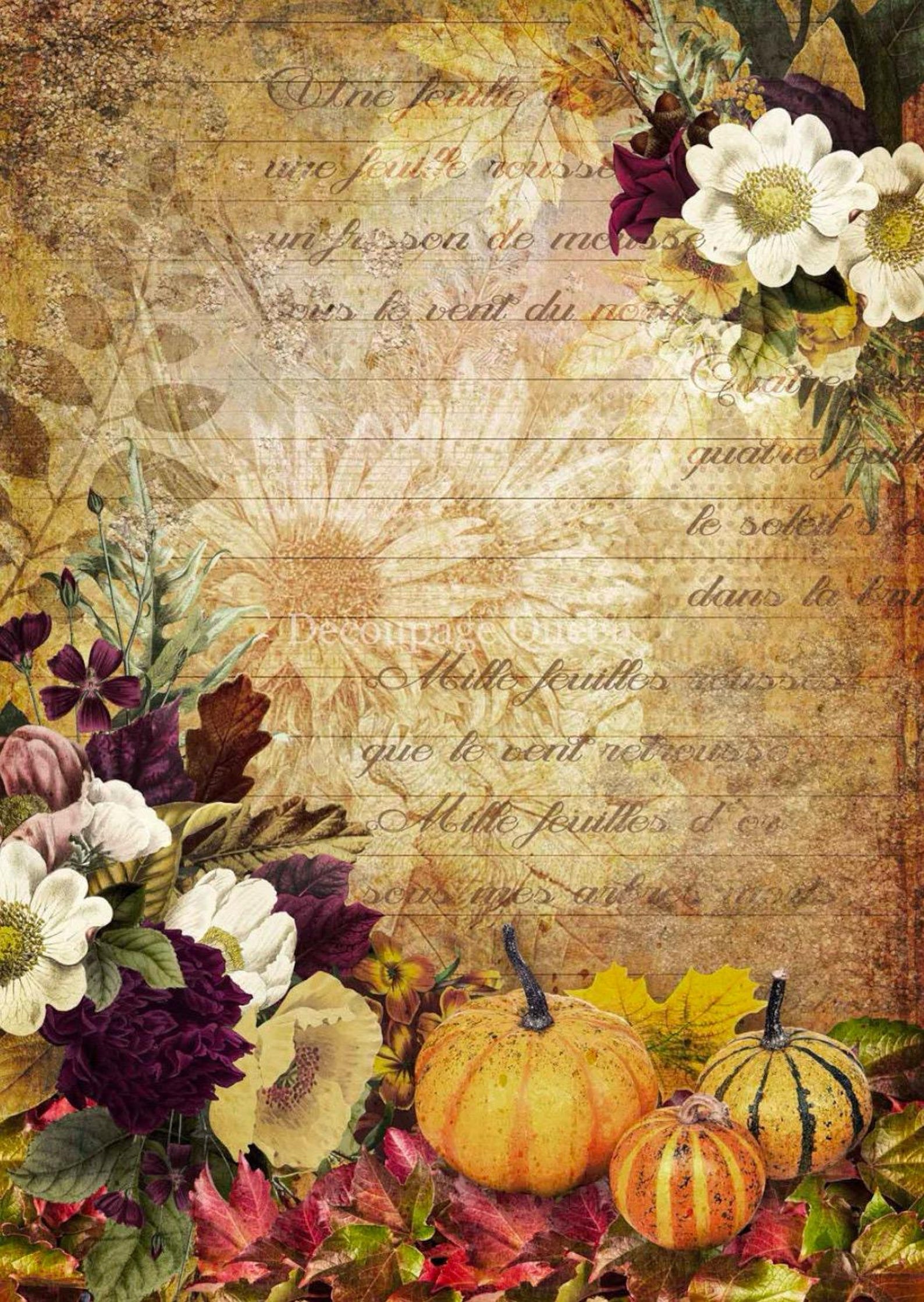 Decoupage Rice Paper- Autumn Message ∙ Decoupage Paper - 330 Pumpkin ...