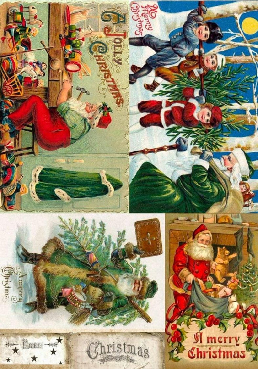 Vintage Christmas Cards 1 Decoupage Tissue, | 18 Lb Paper 21.25" X 29. ...