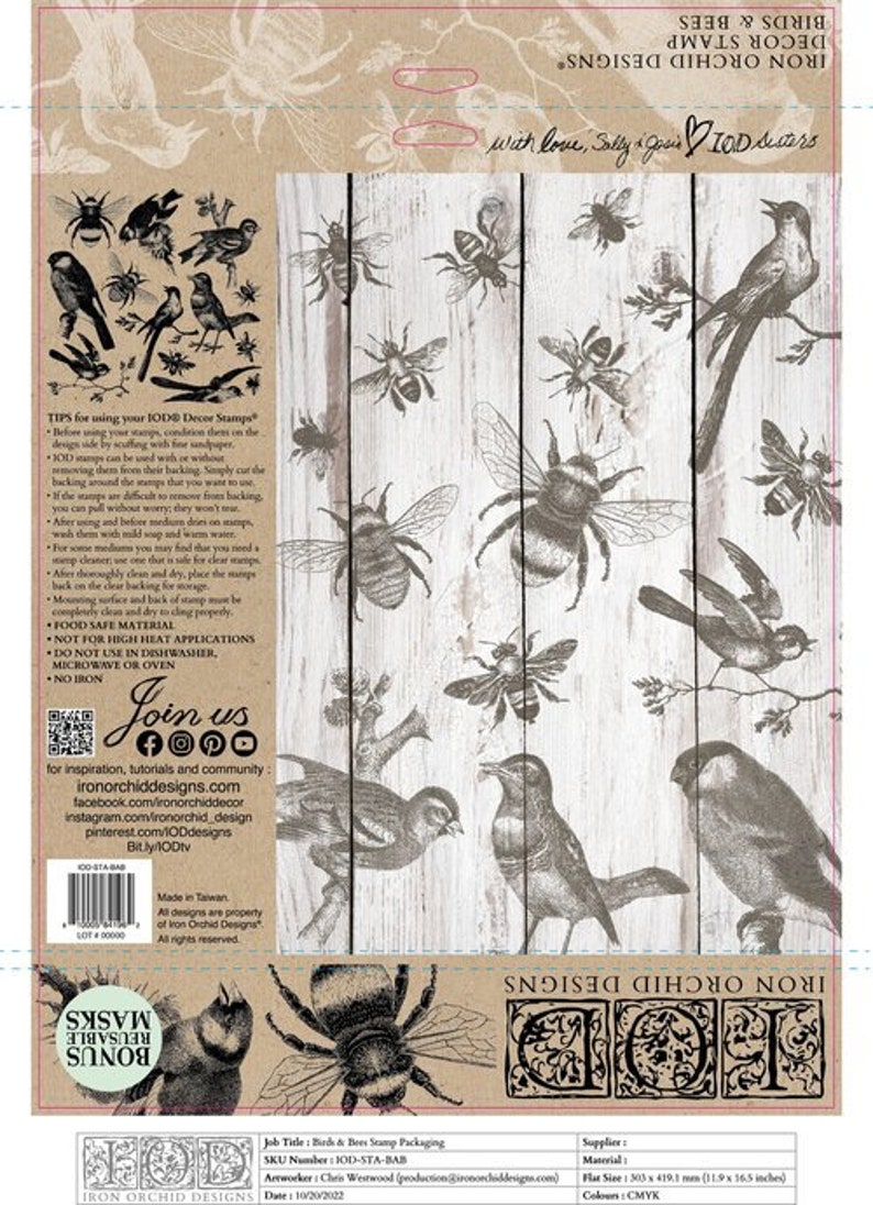 Birds & Bees - NEW SPRING 2023 - 12 X 12 Decor IOD Stamp - Sheet Iron ...