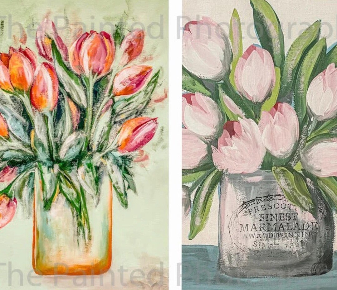 A4 Tulips 5x7 Blocks | Decoupage Rice Paper | 8.5"x11.7" Size | Connie ...