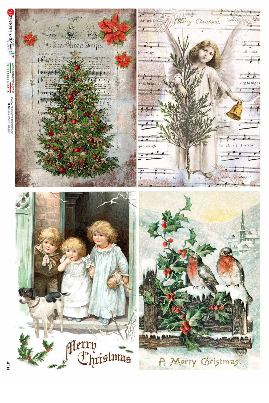 Rice Paper ∙ Christmas - 4 Scenes in One Sheet I 14 Set | Paper Designs ...