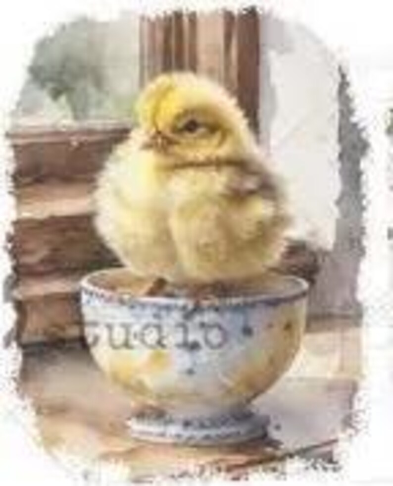 A4 Easter Chicks in Teacups 4 Scenes 4734, Decoupage Rice Paper, Mixed ...