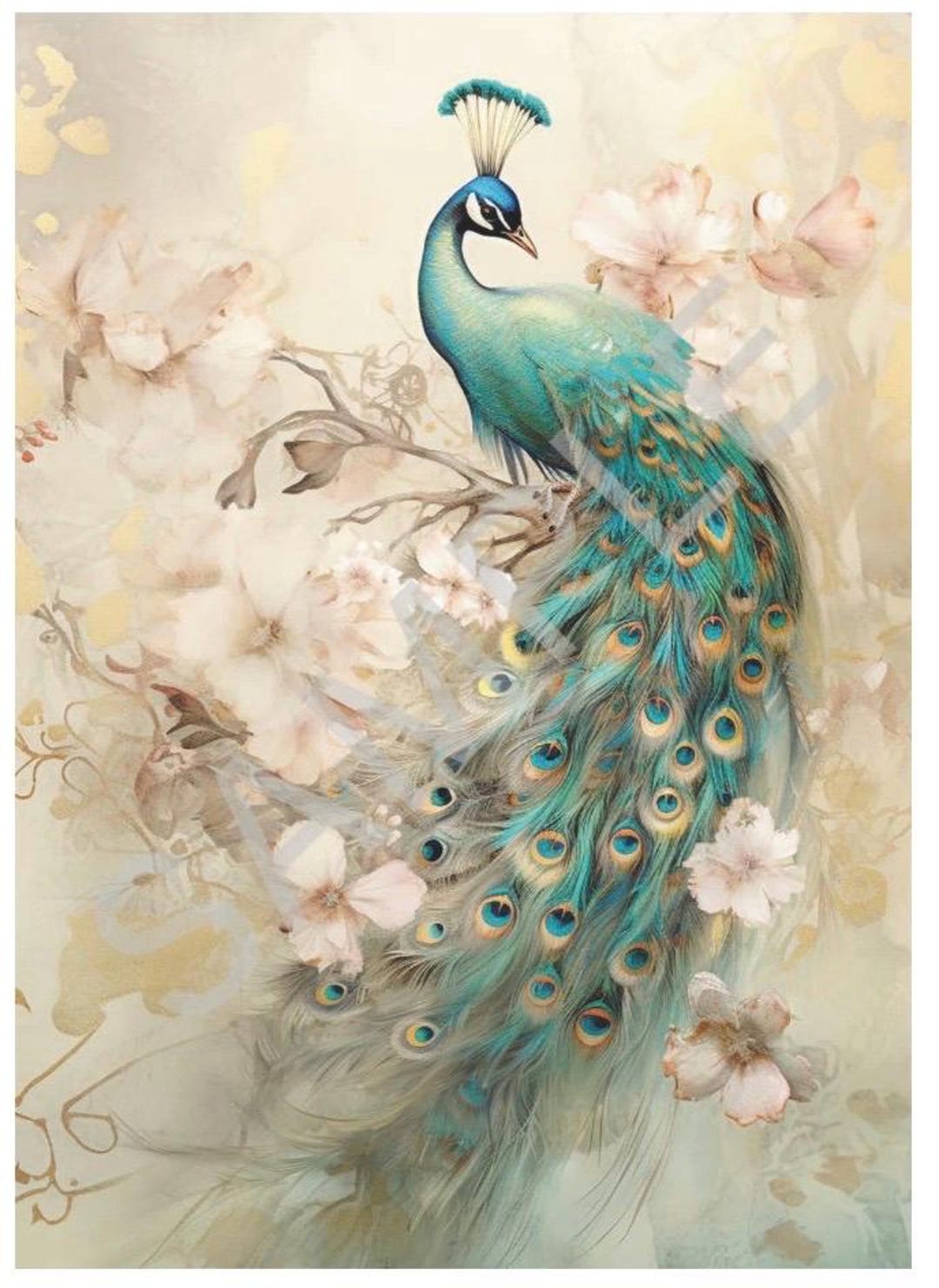 Dreamscape Peacock Decoupage Rice Paper- Calambour T157 T209- A4 Size ...