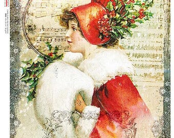 Decoupage Rice Paper- Christmas Covered Churches Four Scenes - - AB ...