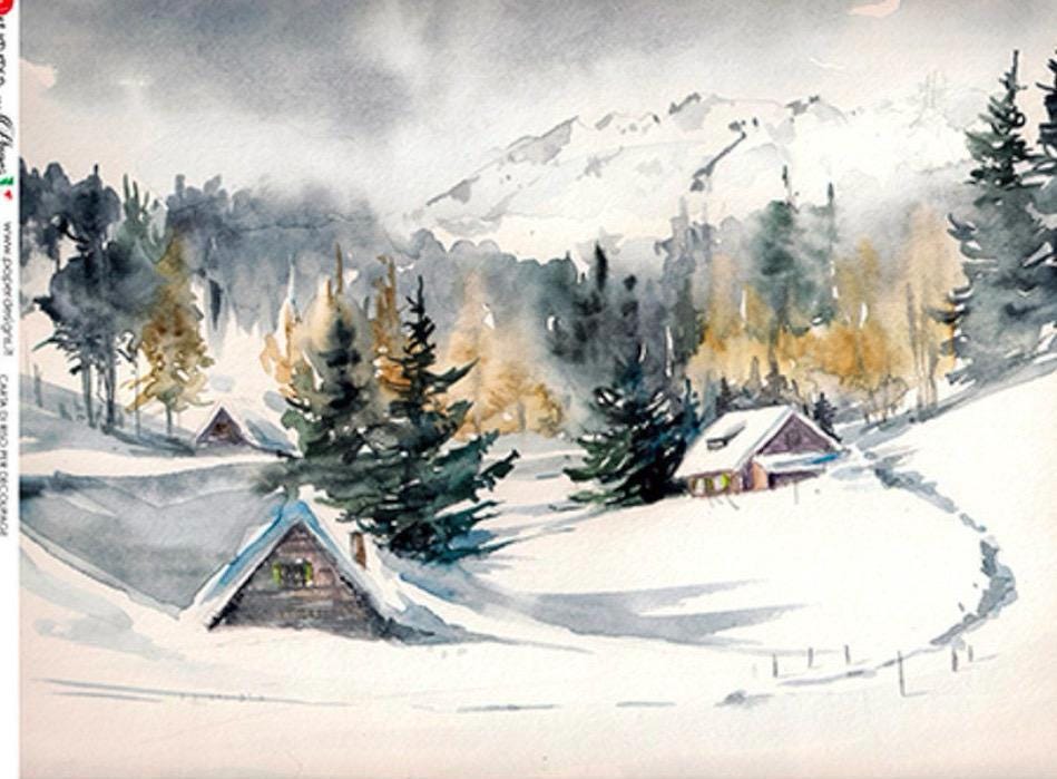 Decoupage Rice Paper- Snowy Landscape Scene - Decoupage Paper - 0167 ...
