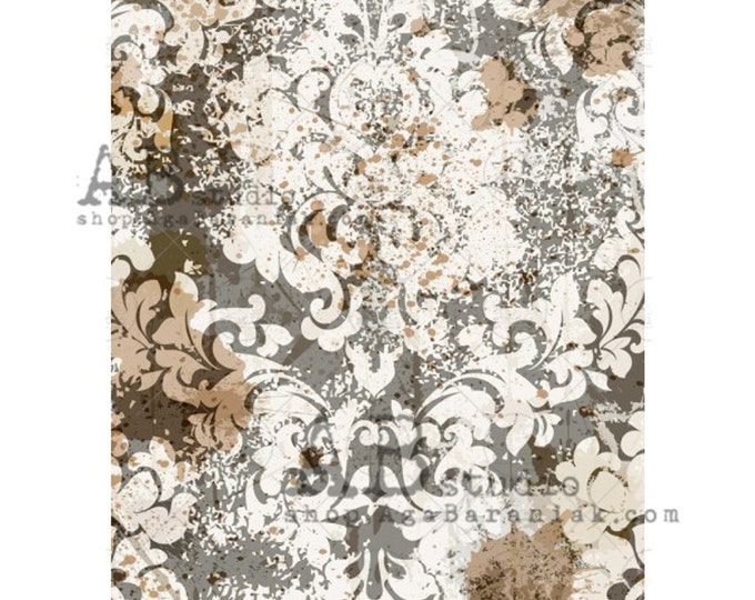 Decoupage Rice Paper- Brown and Tan Damask - Decoupage Paper - 0168 ...