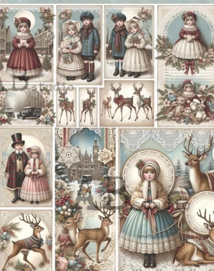 Decoupage Rice Paper- Mini Scenes Christmas and Reindeer - AB_2459 - A4 ...