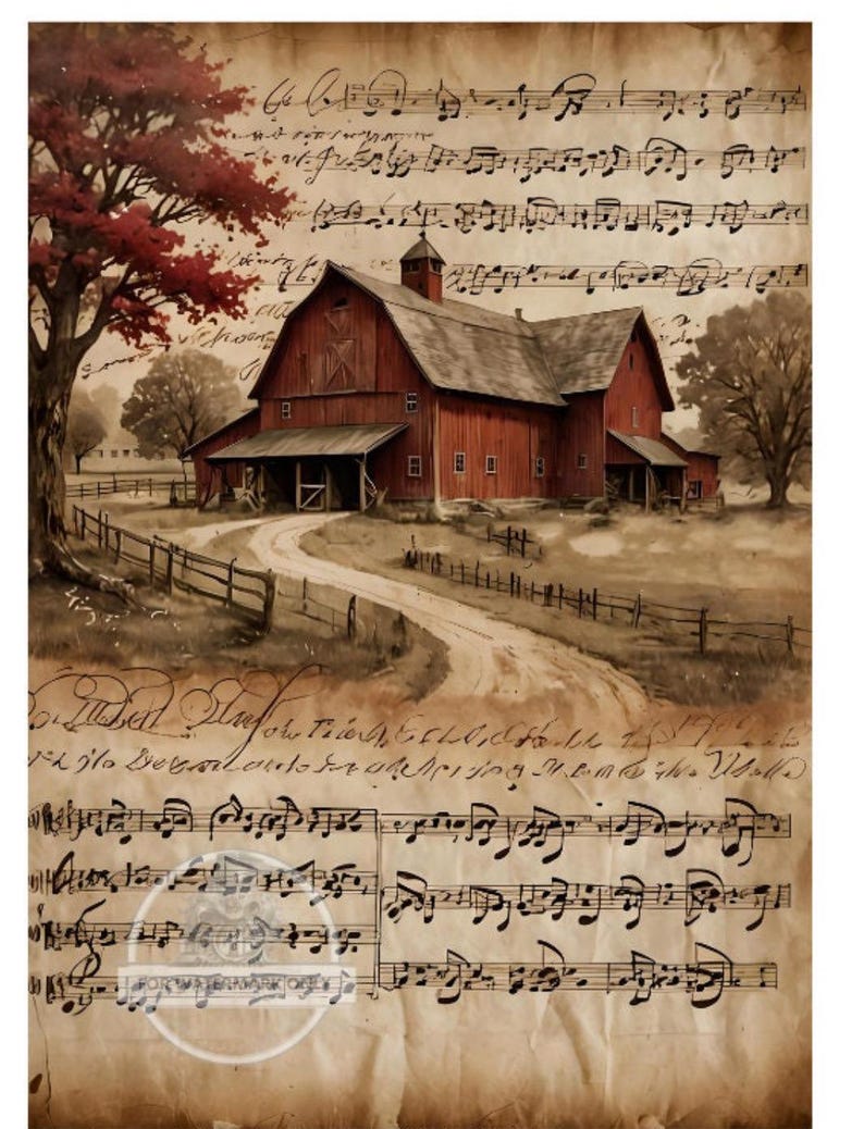 Red Barn Melody Rice Paper | Decoupage Central | DC5037 Dc483 | A3 or ...
