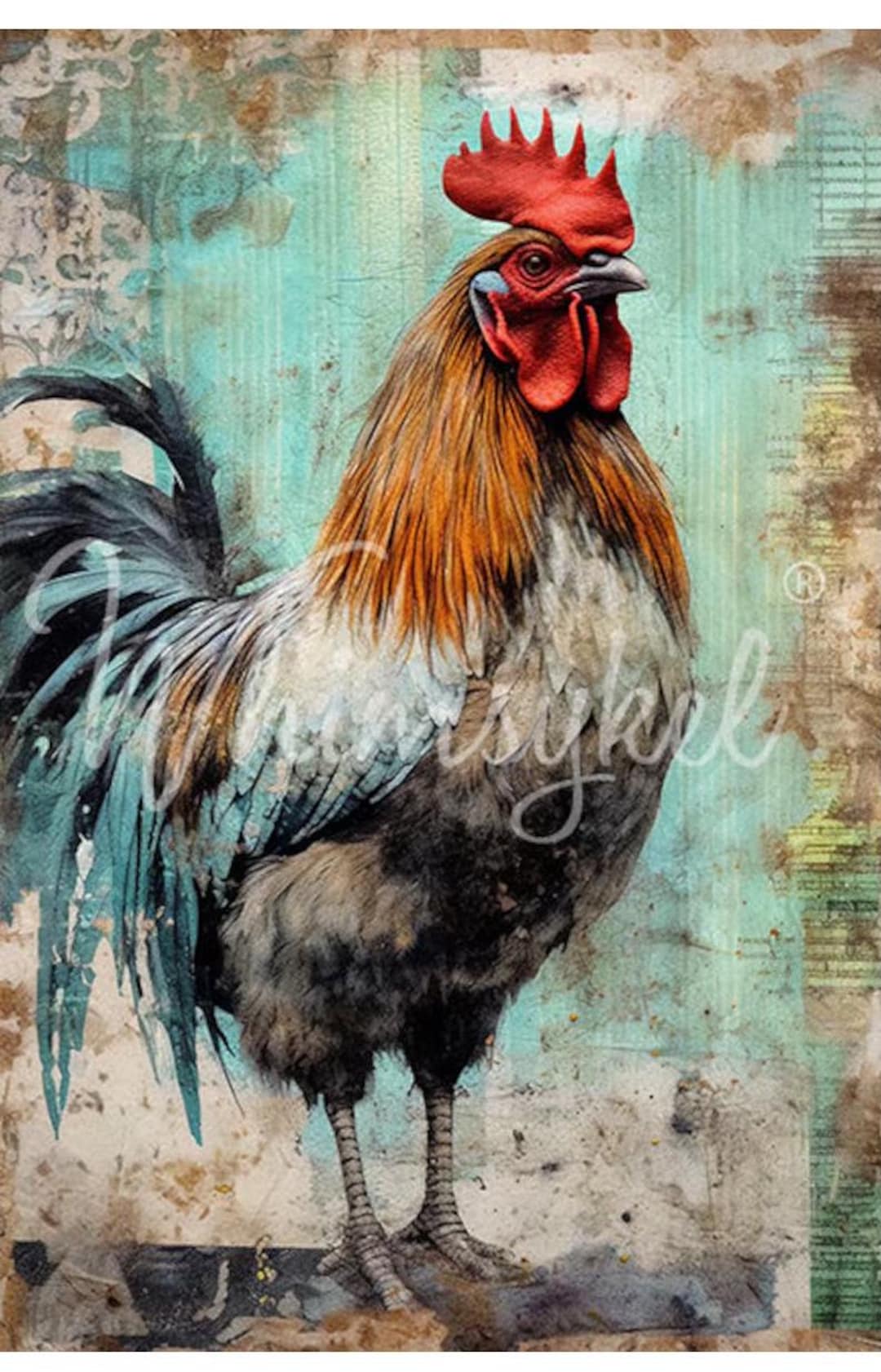 Large Decoupage Tissue Paper Hens Hues & Feathers | Designs by ...