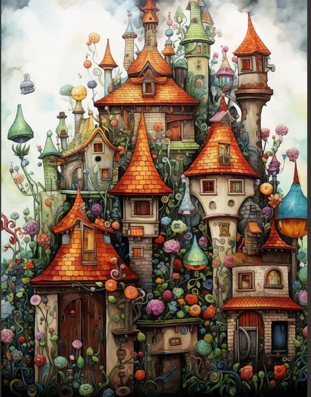 New ! Large Format Whimsical Village, Deborah Bucher Designs, Tissue ...