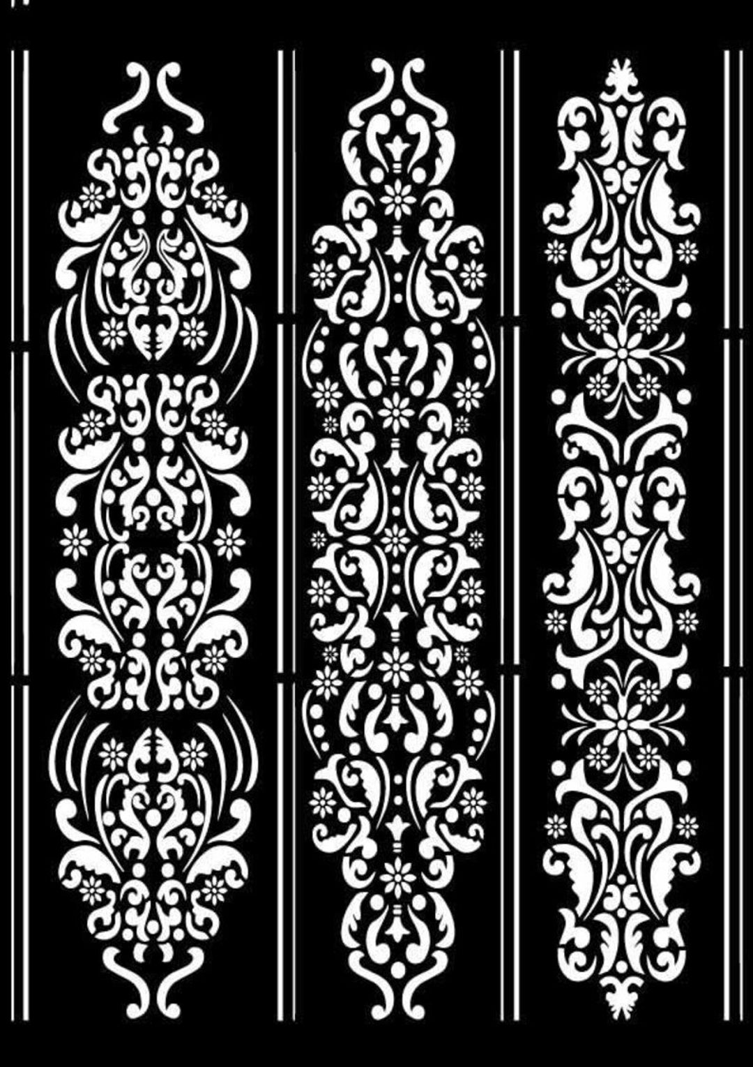 A4 - French Borders Stencil Decoupage Queen for Crafts, Scrapbooking ...