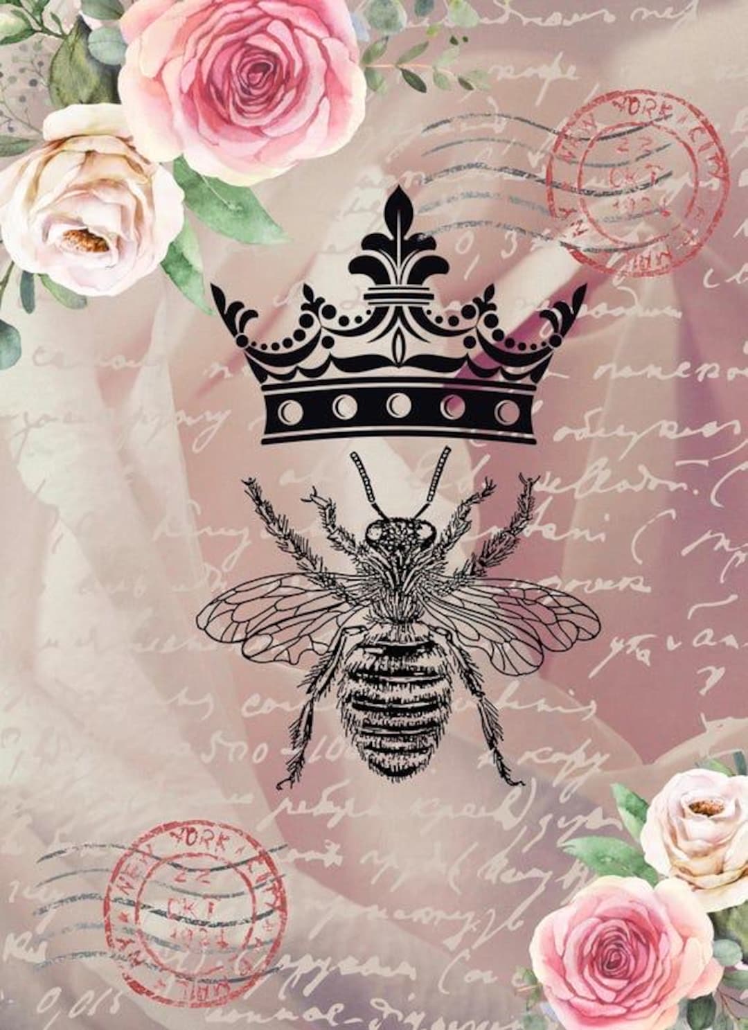 Queen Bee With Pink Roses Crown, Deborah Bucher Designs Large Format ...