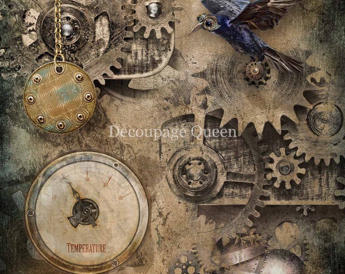 Decoupage Rice Paper- Steampunk Bird ∙ 350 Decoupage Queen - Retired - Etsy