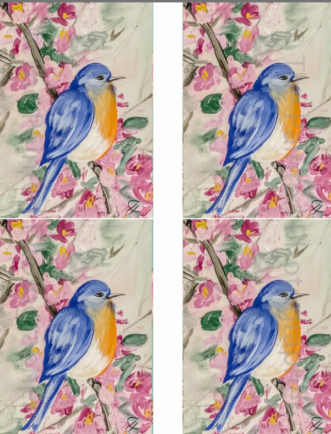 A4 Bluebird Delight 3x5 Block | Decoupage Rice Paper | 8.5"x11.7" Size ...