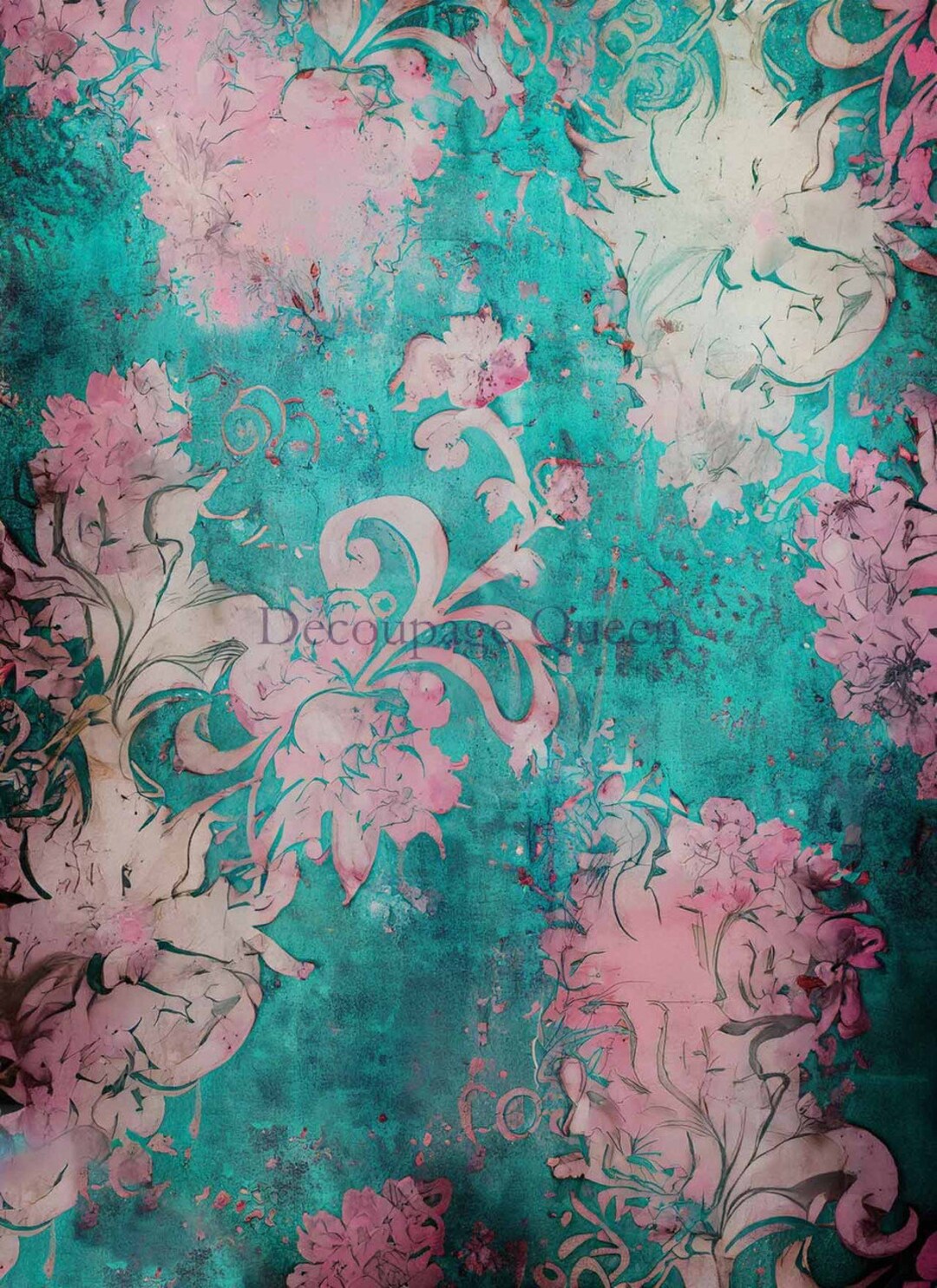 Decoupage Rice Paper-andy Skinner Tattered Teal RETIRED - A4 Size ∙ 435 ...