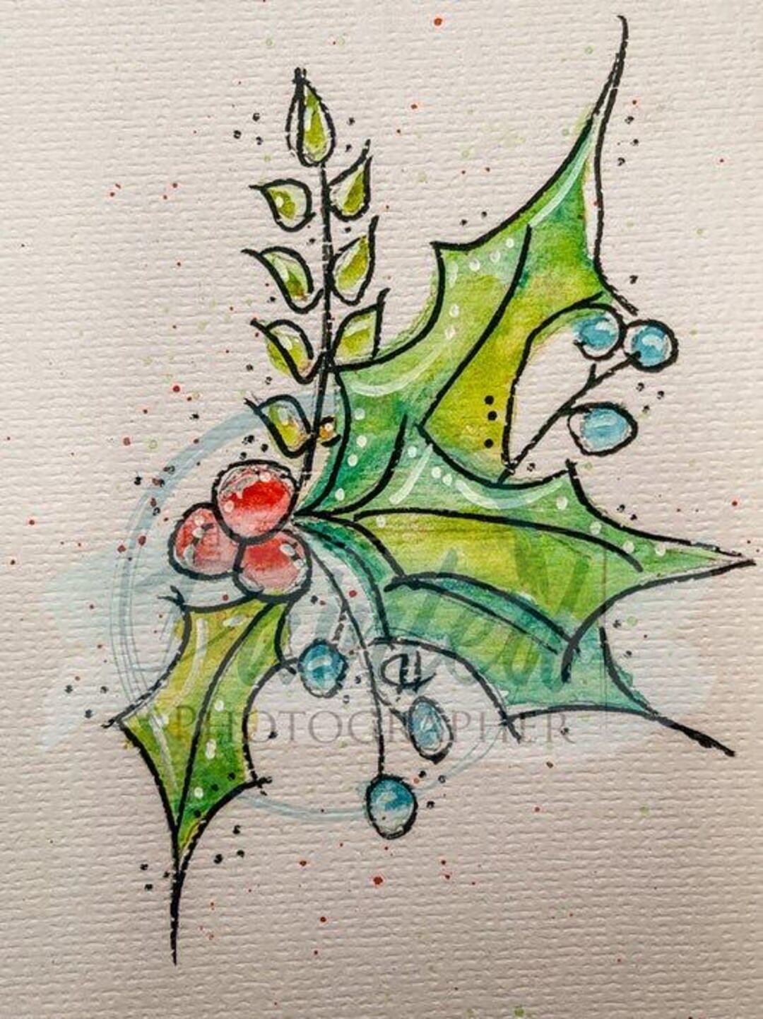 A4 Holly Frost Watercolor | Decoupage Rice Paper | 8.5"x11.7" Size ...
