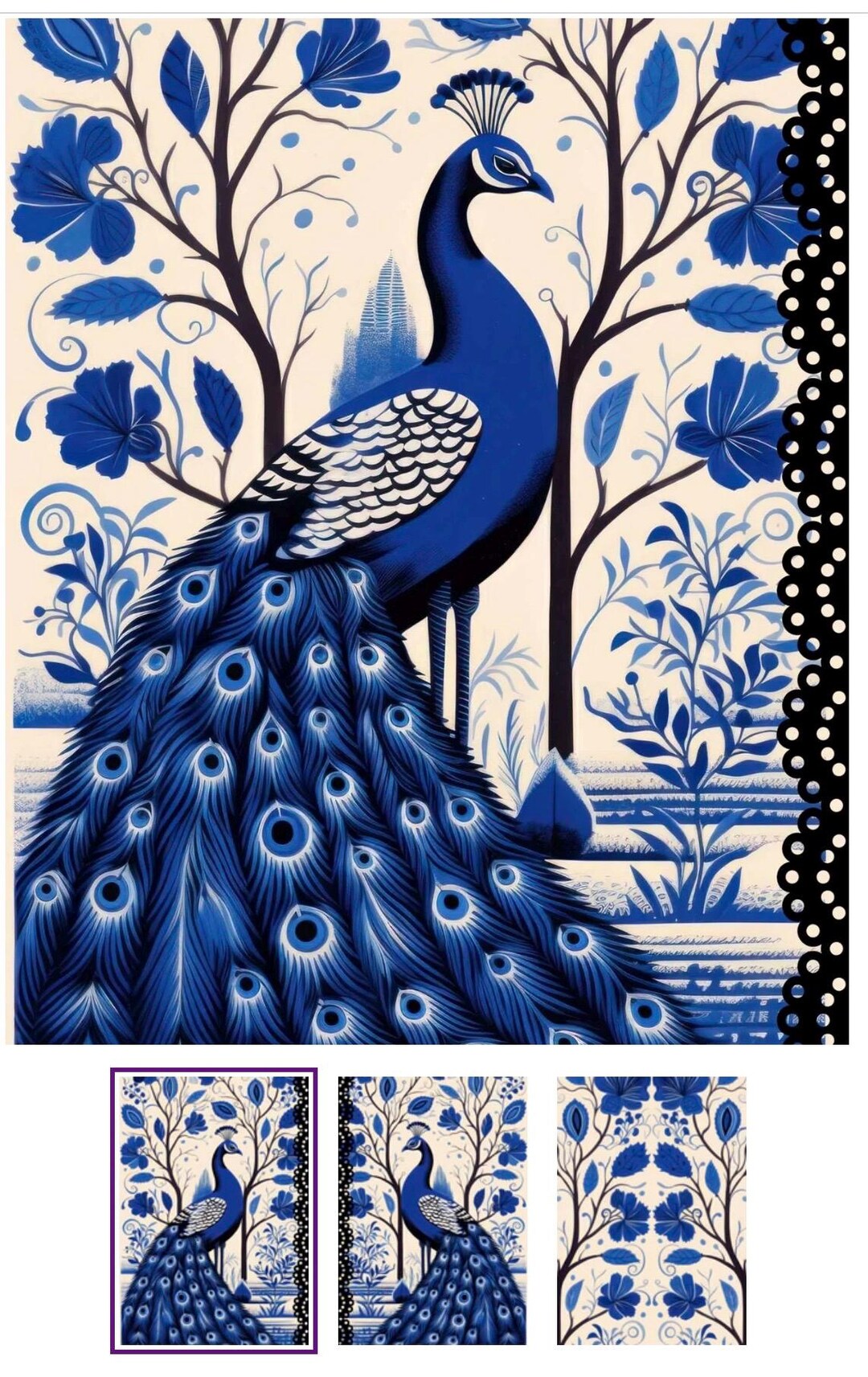 New Oct 2024 Blue Peacock Decoupage Paper A3 Size 16.25 X 11.25 Inches ...