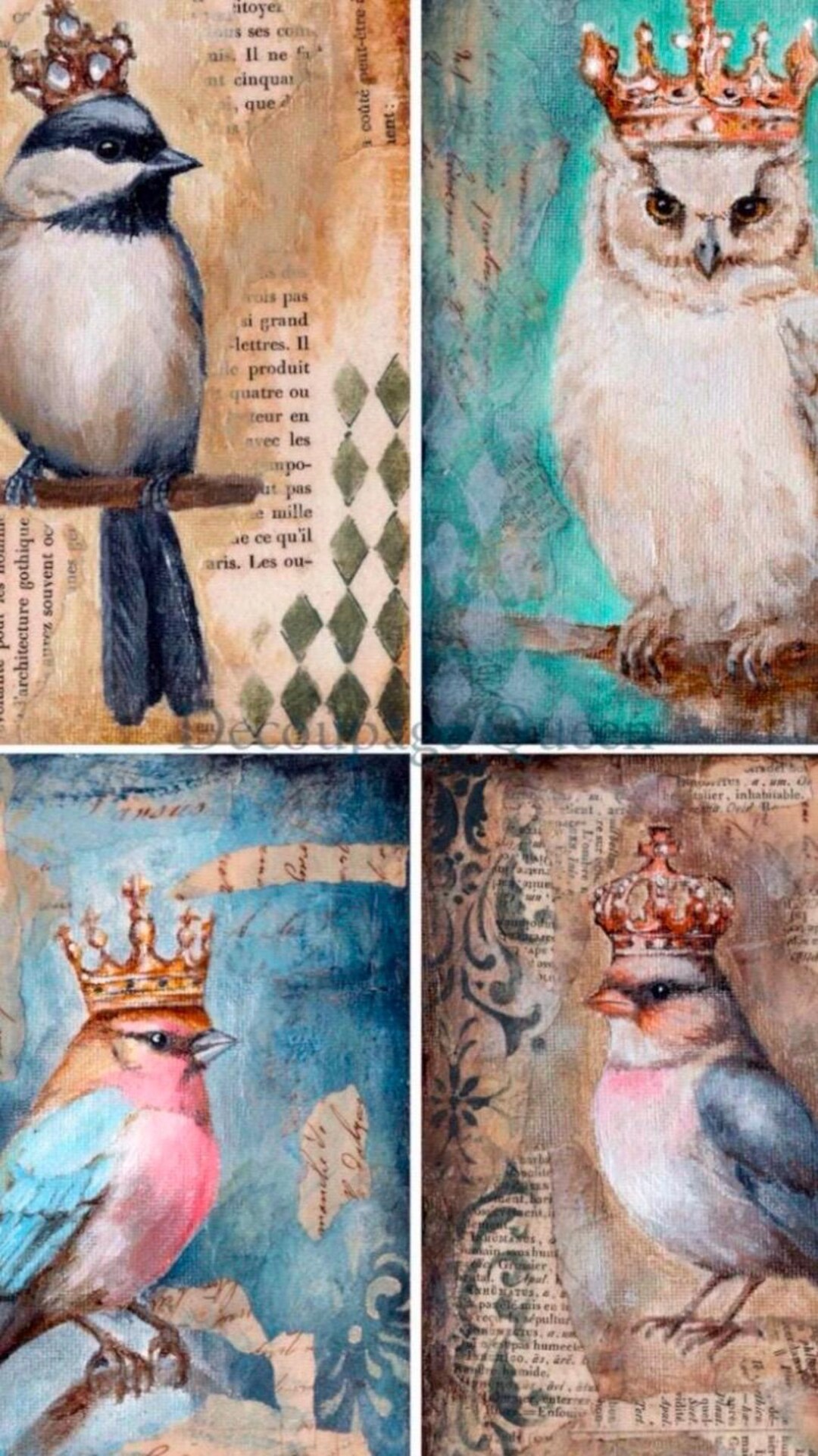 Decoupage Queen Rice Paper- Teresa the Four Birds 587 | Flowers ...