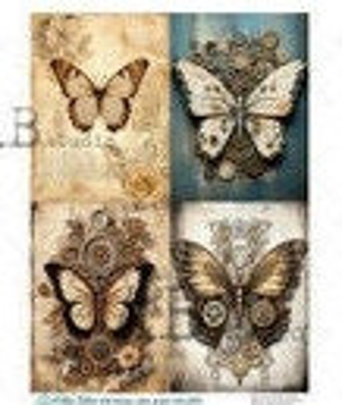 Decoupage Rice Paper- MV134 AB Studios Rustic Butterflies 4 Scenes ∙ ...