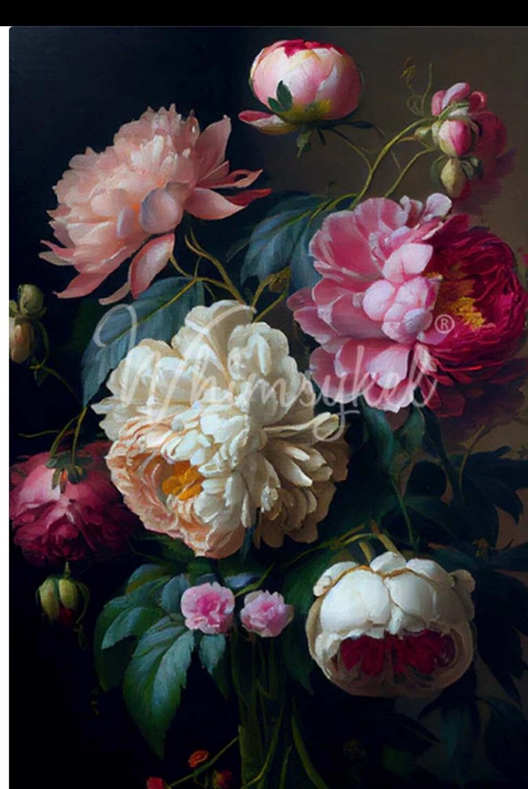 Large Decoupage Tissue Paper Baroque Peonies | Designs by Whimsykel ...